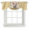 Farm Animal Pig Tie Up Valance Curtains Retro Yellow Plaid Sunflower ...