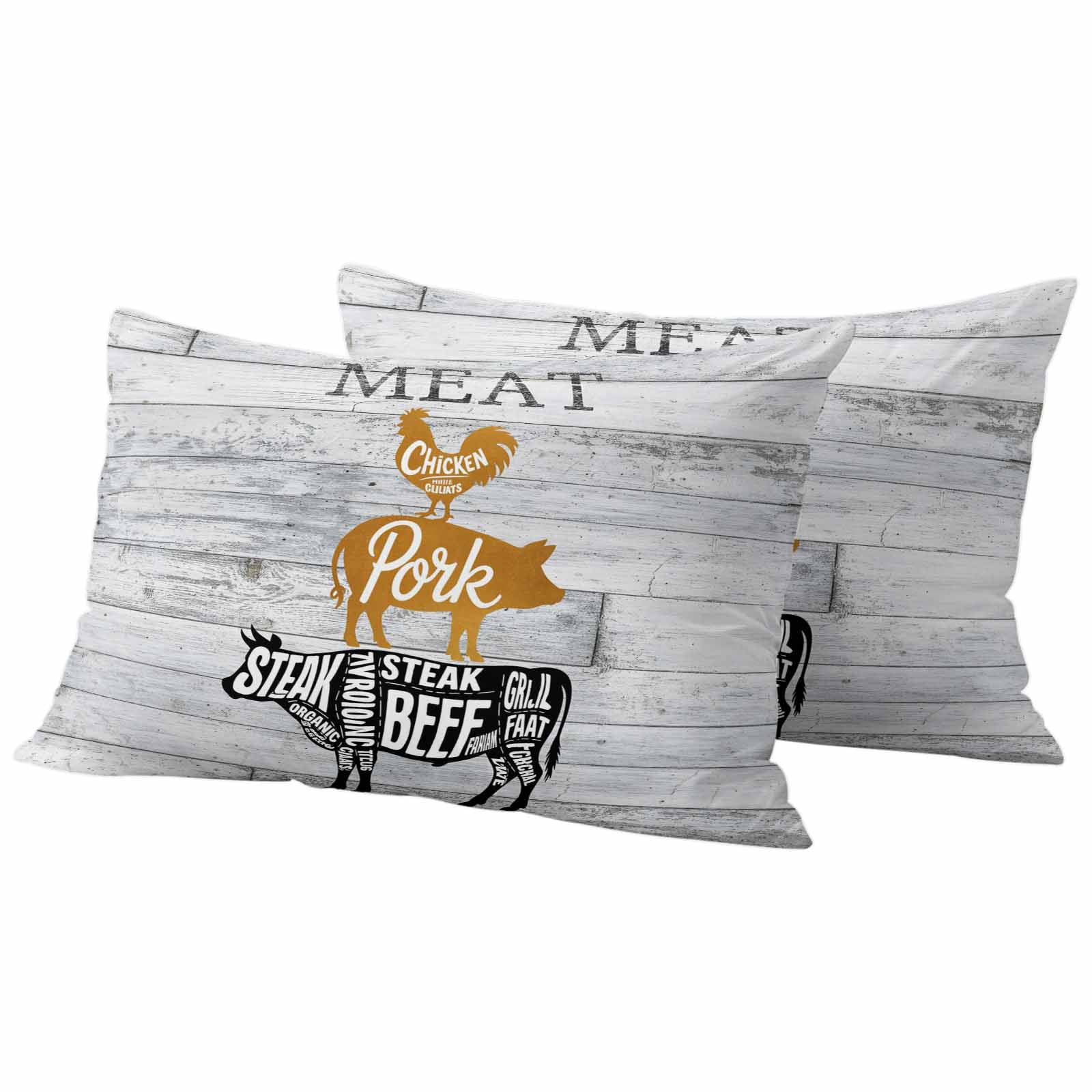 Farm Animal Pillow Covers 2 Pack Chicken Pig Cow Farmhouse Gray Board ...