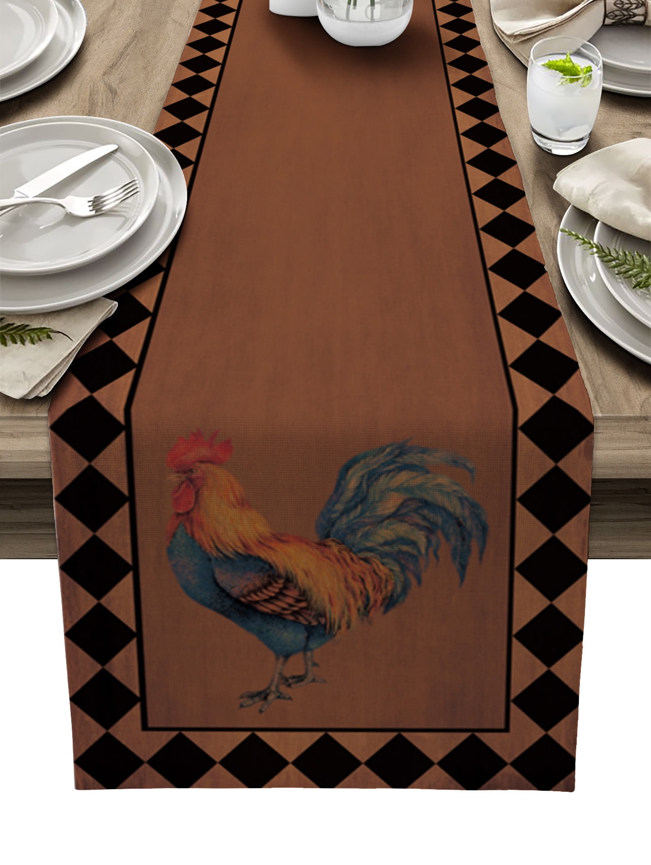 Farm Animal Rooster Retro Polka Dot Table Runner Luxury Wedding ration ...