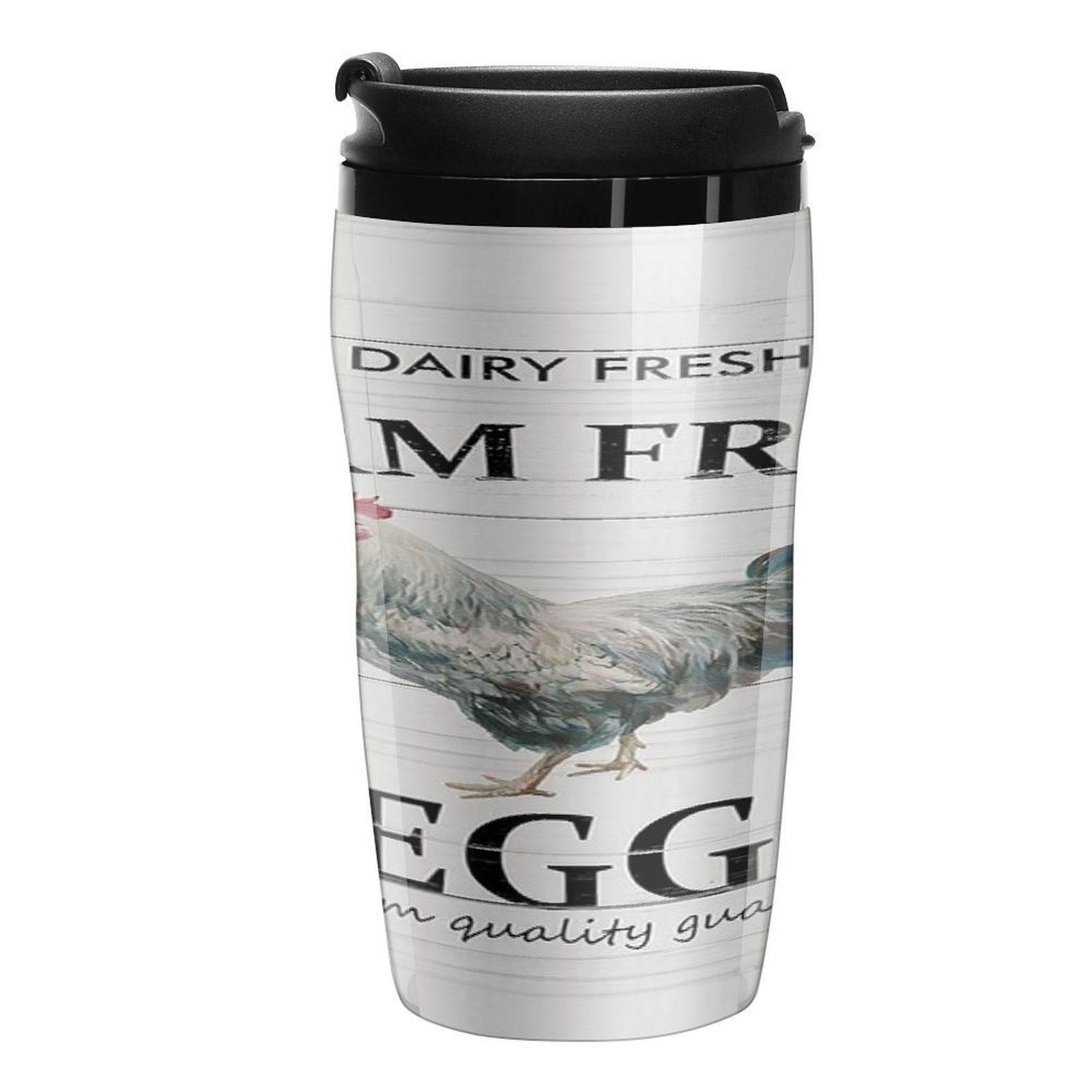 Farm Animal Rooster Rustic Wood Grain Double Walled Coffee Cup Plastic ...