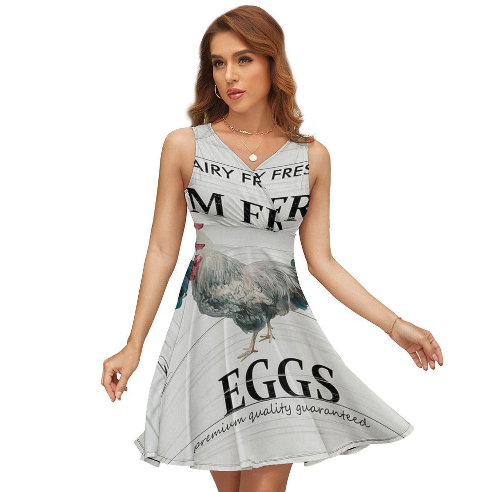 Farm Animal Rooster Rustic Wood Grain Dress Fashion Beach Long Dresses ...
