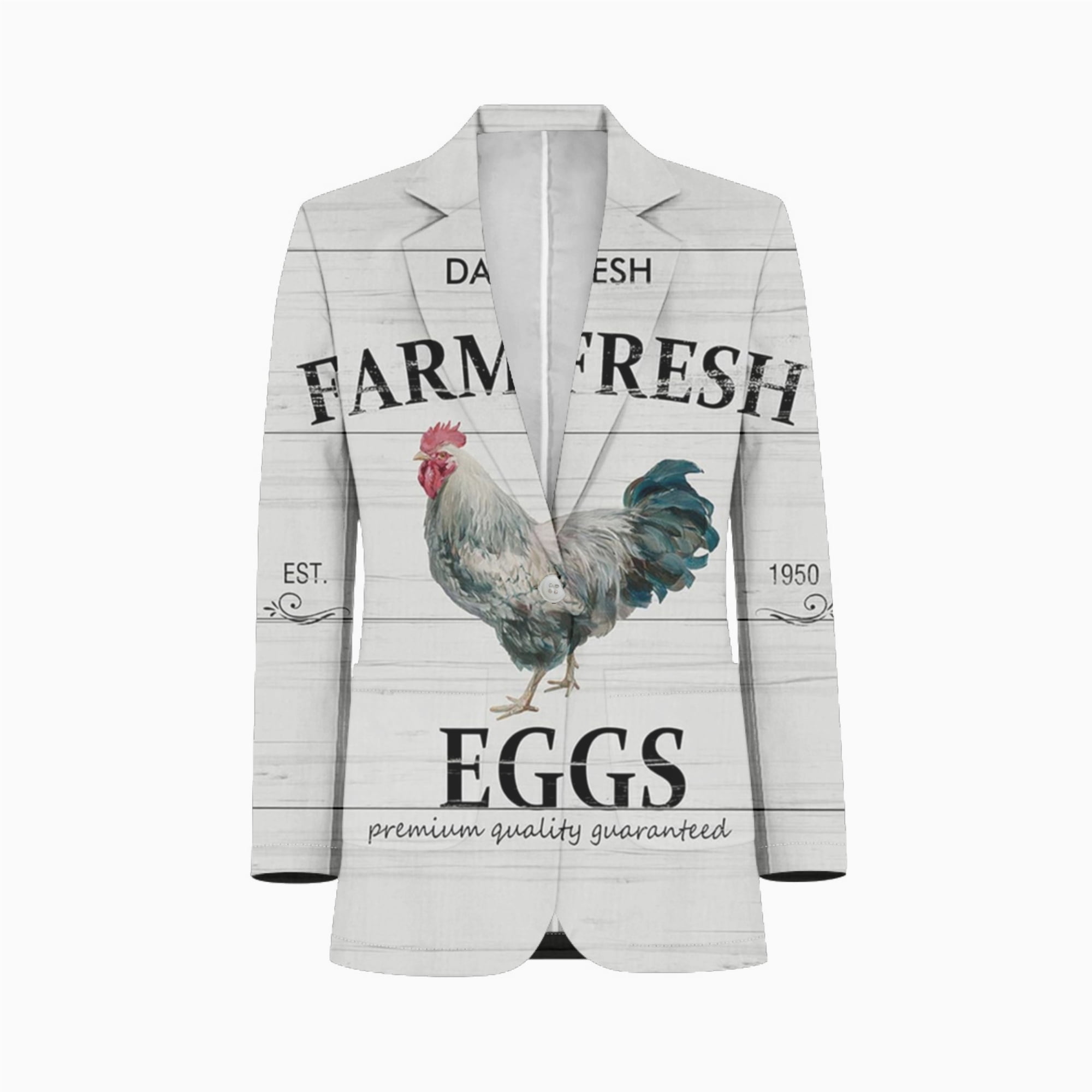 Farm Animal Rooster Rustic Wood Grain Men's Suit Blazer Casual Party ...