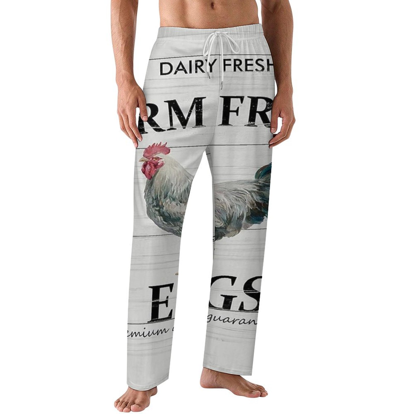 Farm Animal Rooster Rustic Wood Grain Mens Pajamas Pajama Pants Mens ...