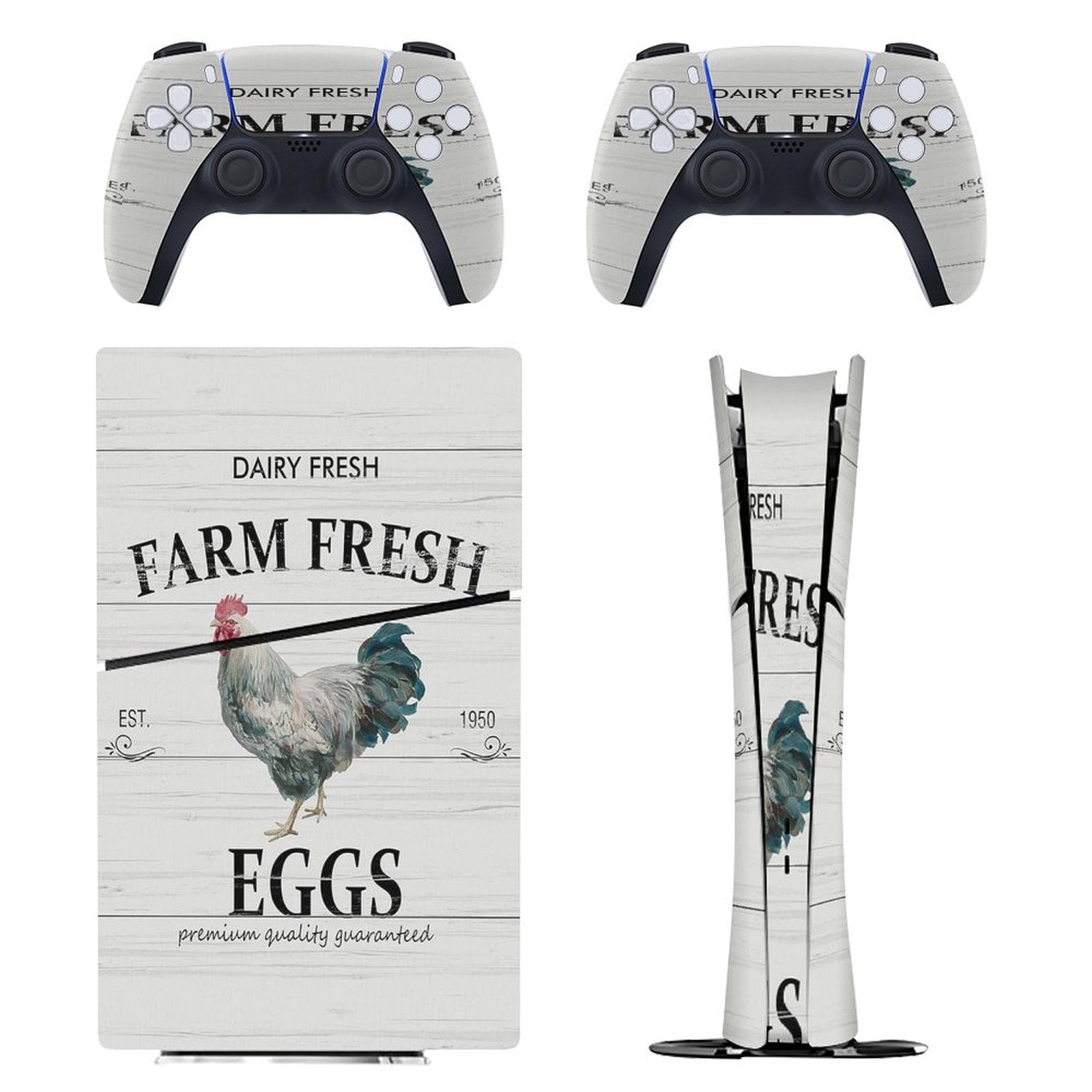 Farm Animal Rooster Rustic Wood Grain PS5/PS5 Pro/PS5 Slim Digital Disc ...