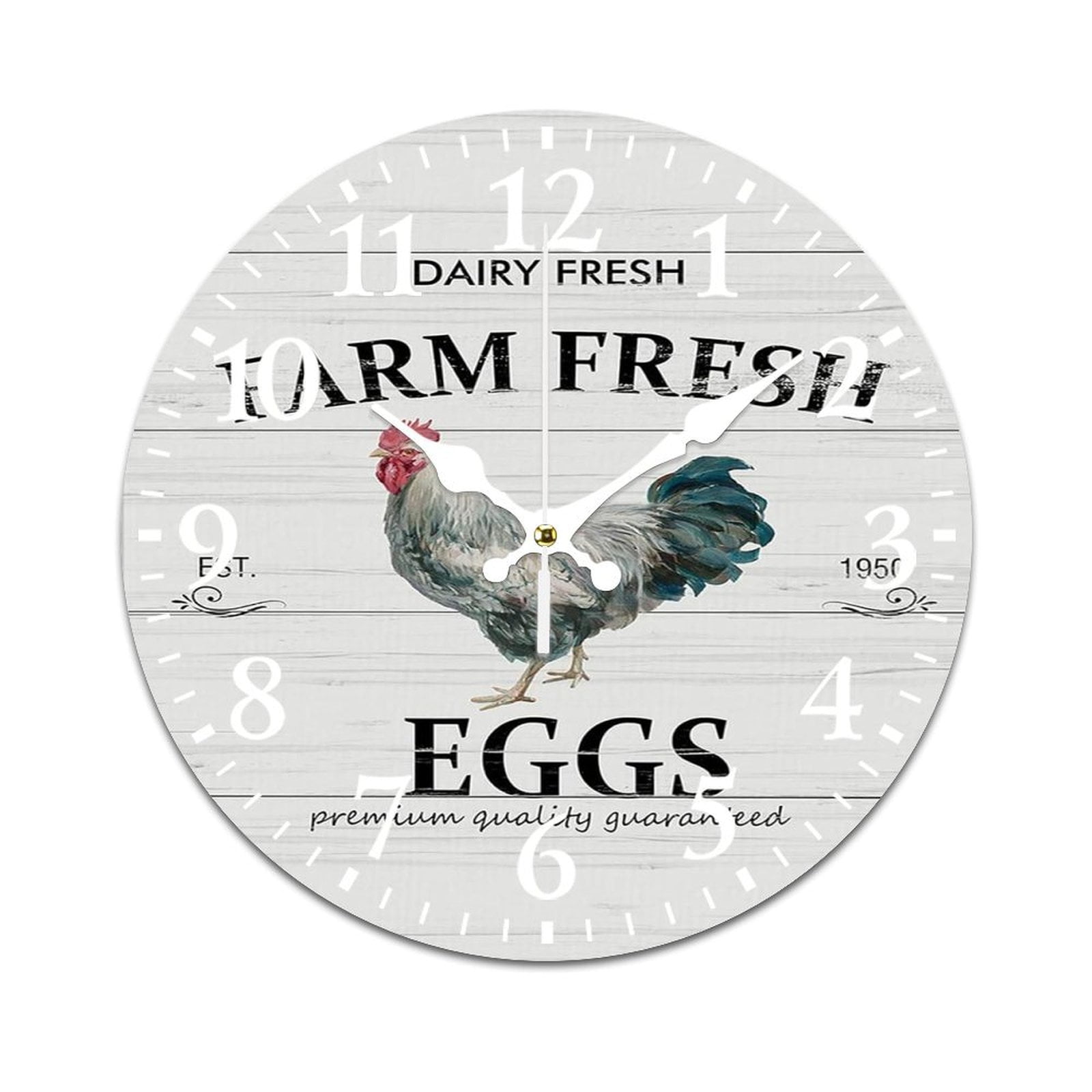 Farm Animal Rooster Rustic Wood Grain Wall Clock Modern Design Clocks ...