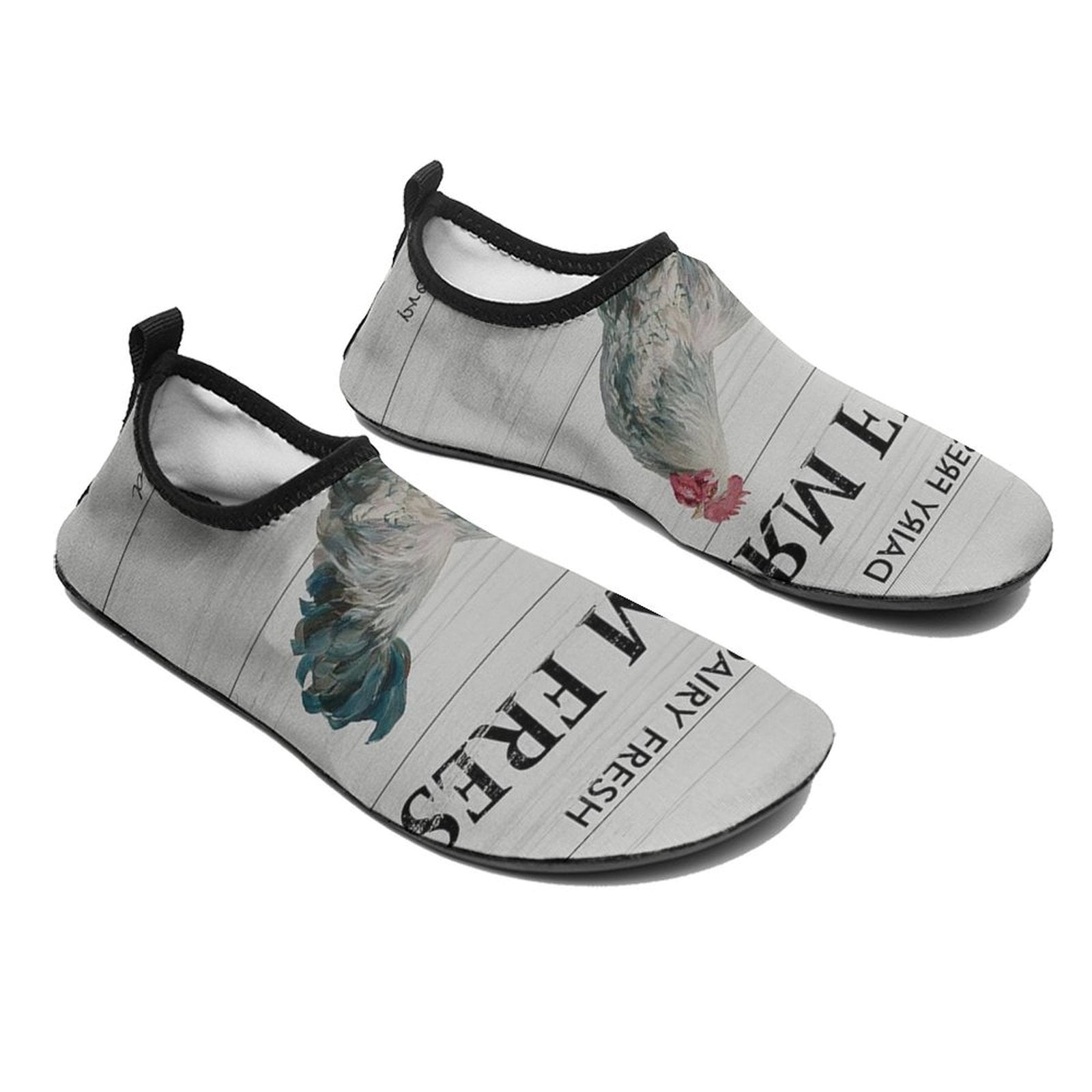 Farm Animal Rooster Rustic Wood Grain Water Shoes Beach Slip-on Shoes ...