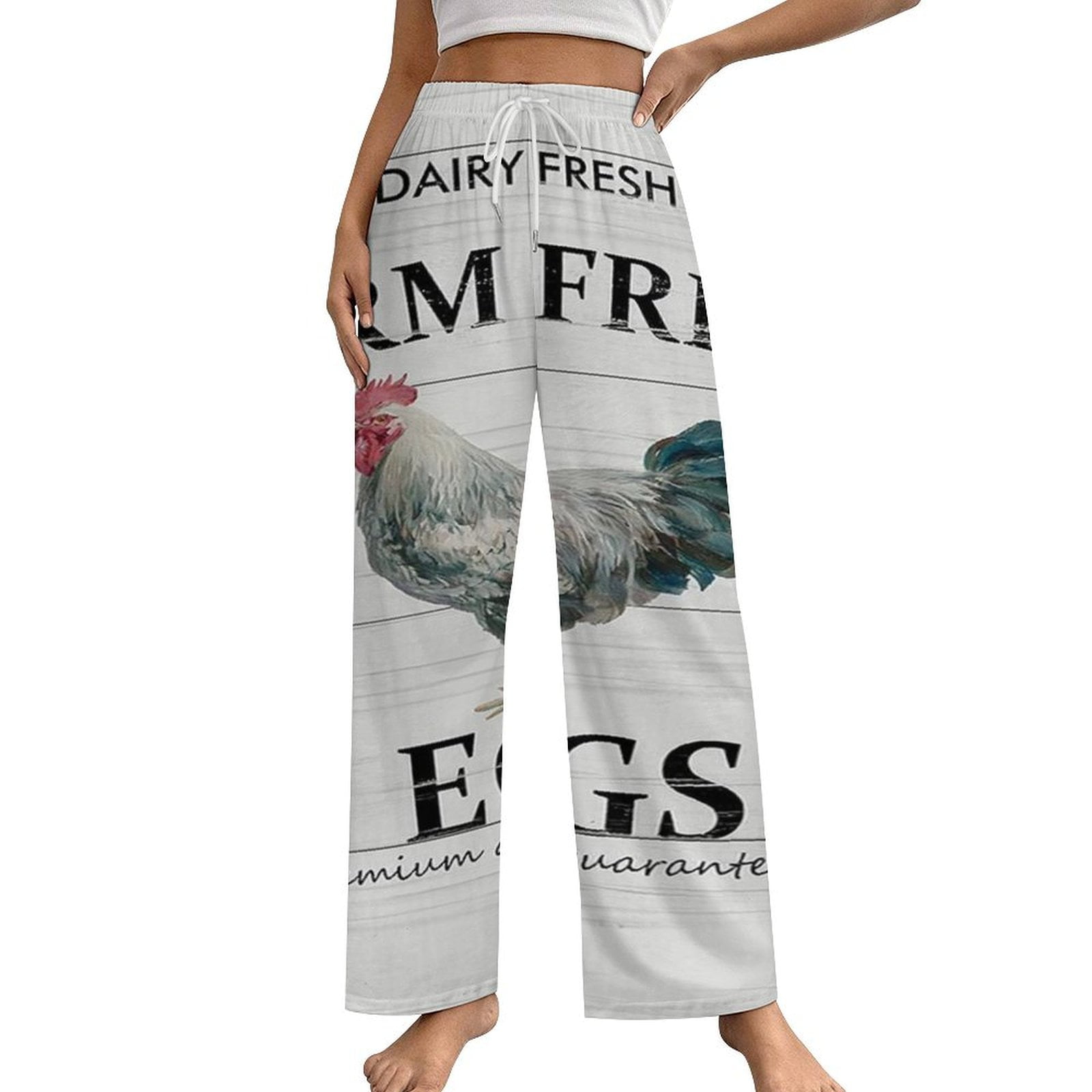 Farm Animal Rooster Rustic Wood Grain Women's Pajamas Pajama Pants Women's Sleepwear Lounge ...