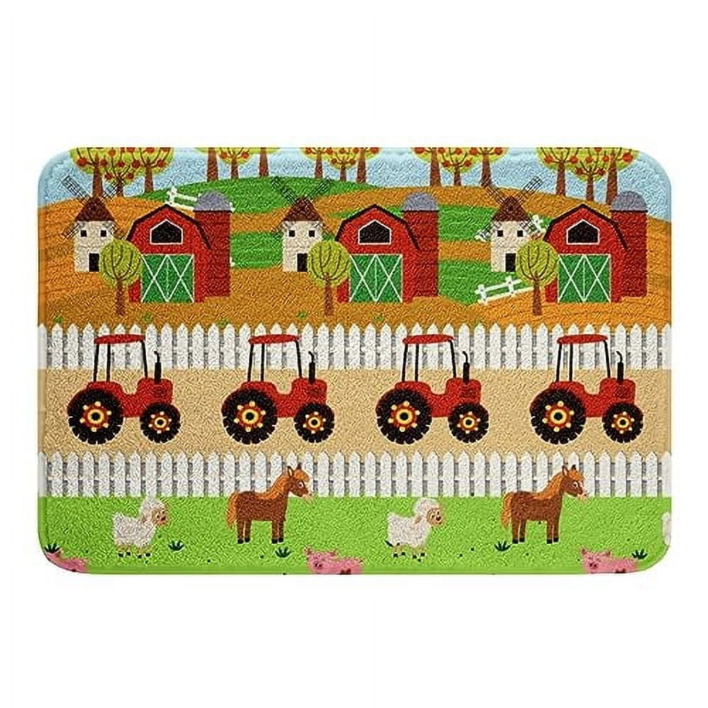 Farm Animal Rug Red Tractor Doormat Rustic Farmhouse Pigs Horse Chicken ...
