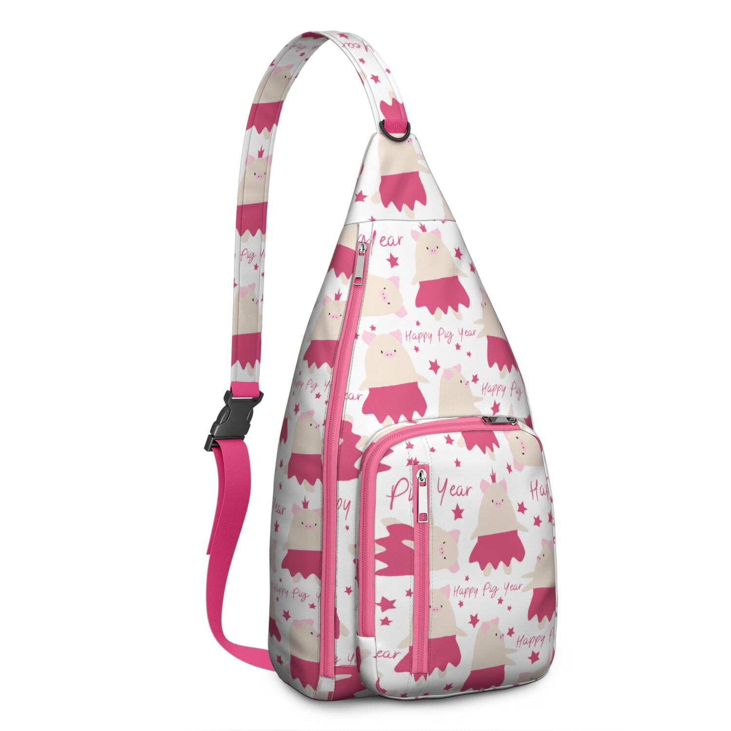 Farm Animal Sling Backpack - Funny Pig & Floral Print Design, Stylish ...