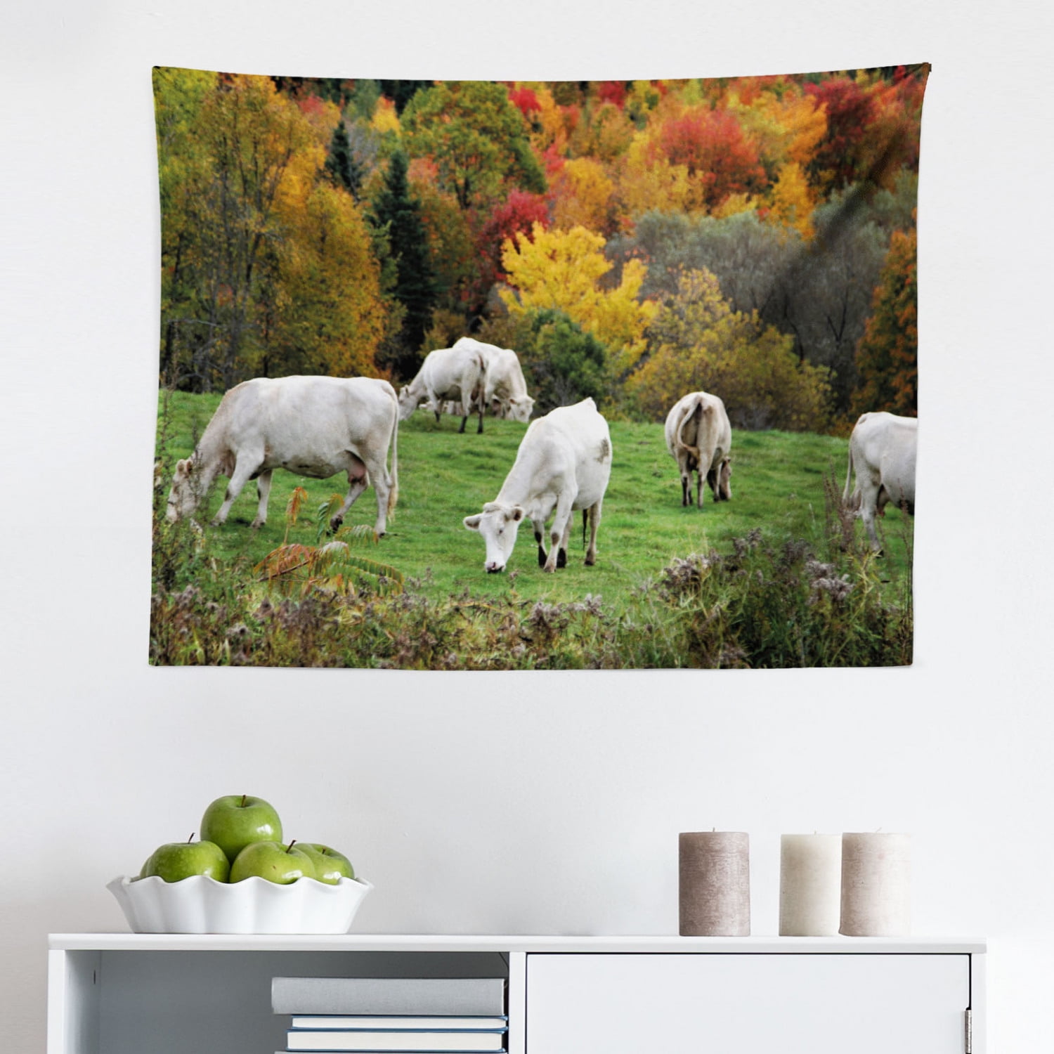 Farm Animal Tapestry, Childish Image of Drawn Dancing Pig in Warm ...