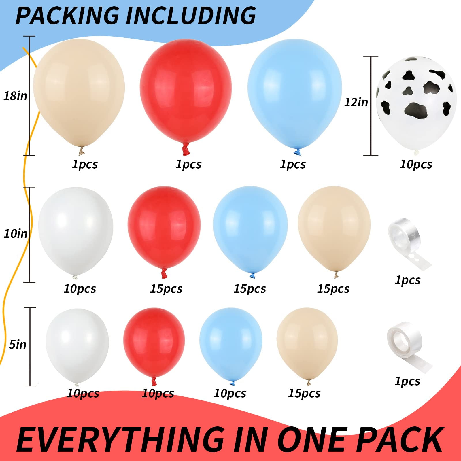 Farm Animal Theme AJH3 Balloon Garland Arch Kit Red Blue White Latex ...