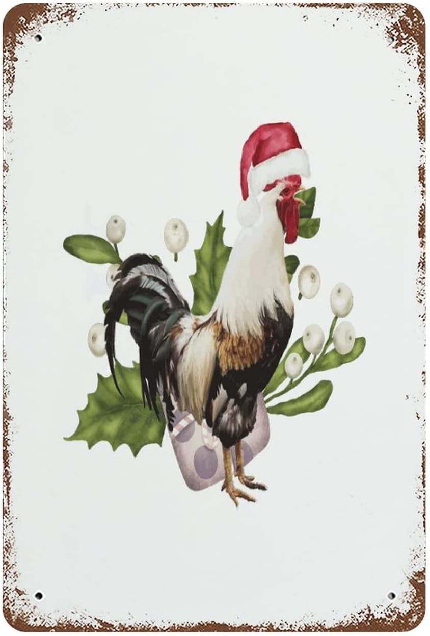 Farm Animal Themed Rooster Festive Chickens Metal Tin Sign Metal Signs ...