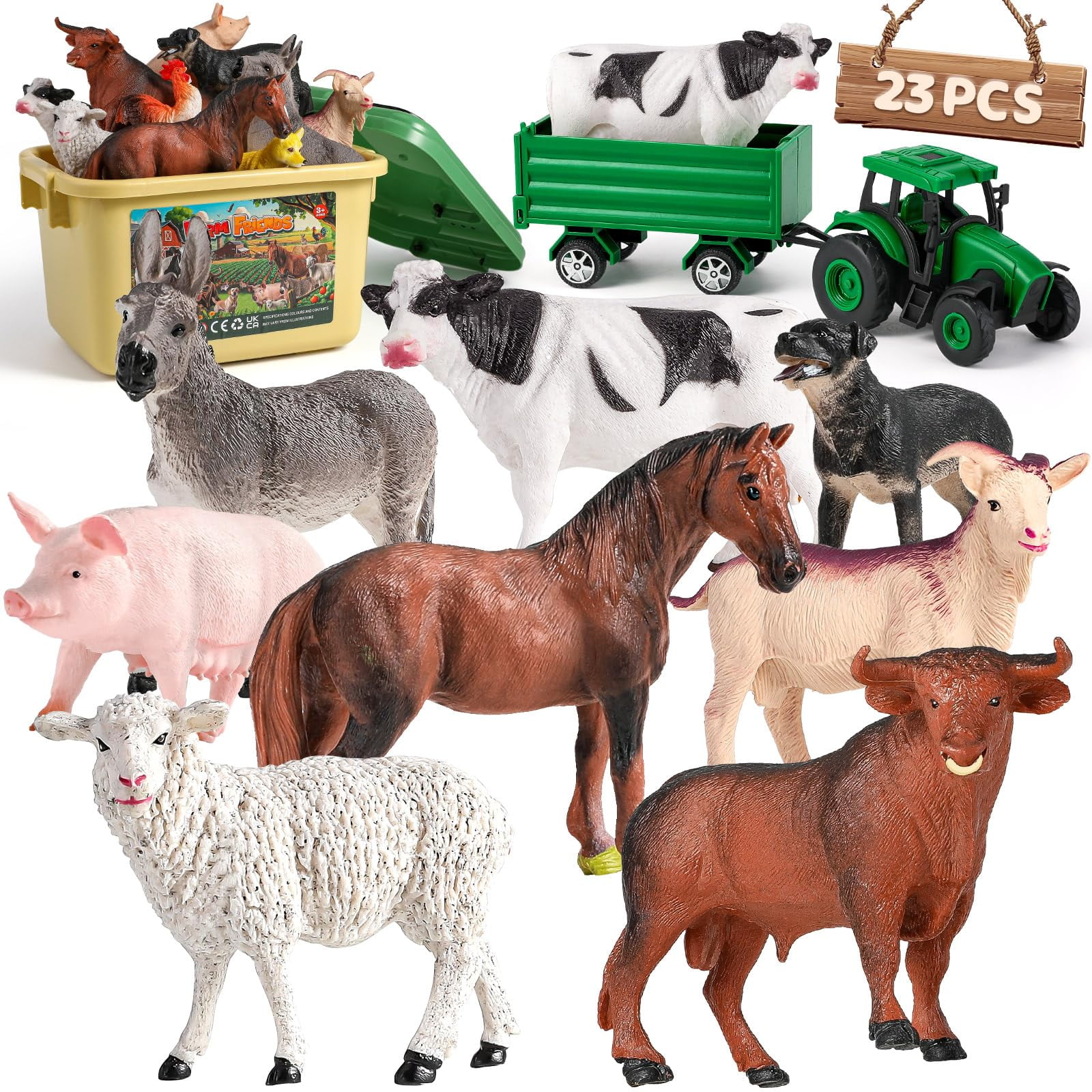 Farm Animal Toys For Toddlers,23 Pcs Animal Toys With Realistic Animal ...