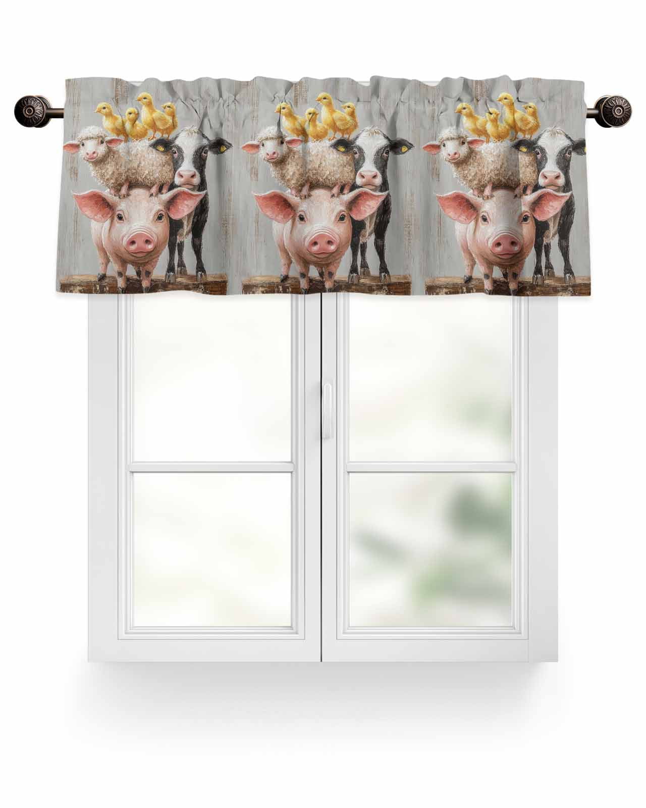 Farm Animal Valances for Windows Pig Sheep Cow Chicken Countryside ...