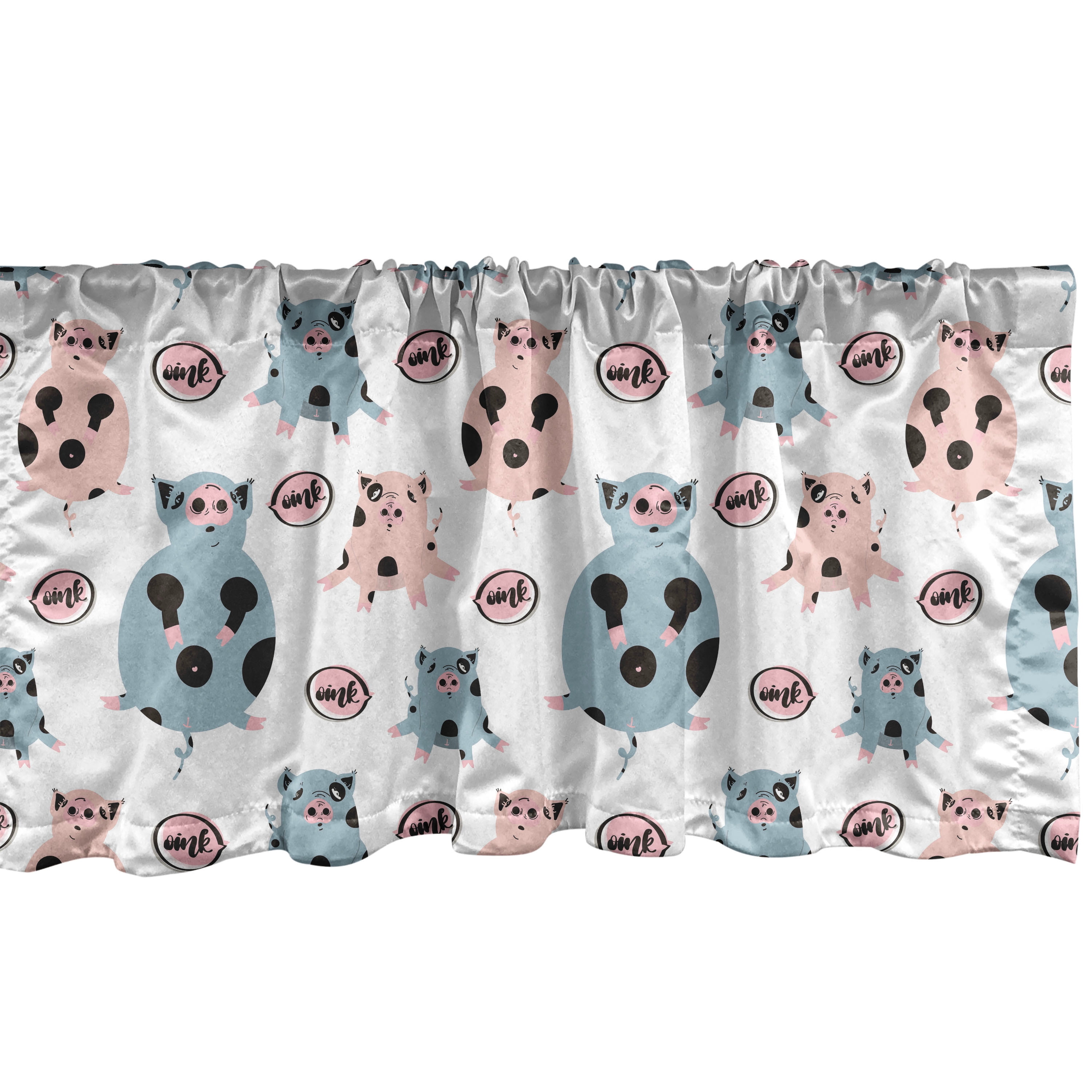 Ambesonne Farm Animal Valance Pack of 2, Cartoon Pigs Art, 54"X18 ...