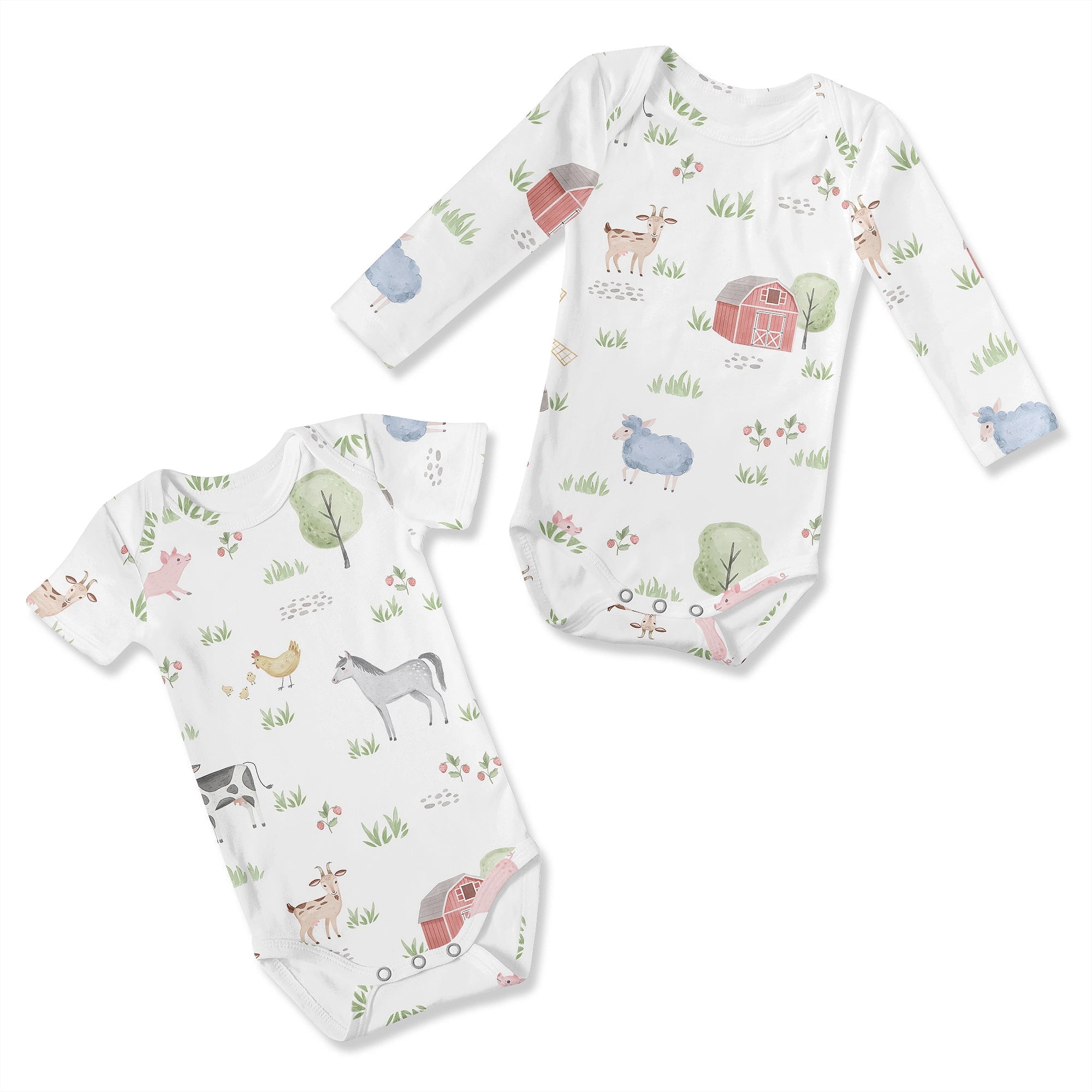 Sweet Jojo Designs Baby Bodysuit Farm Animals Clothes, Infant Newborn ...