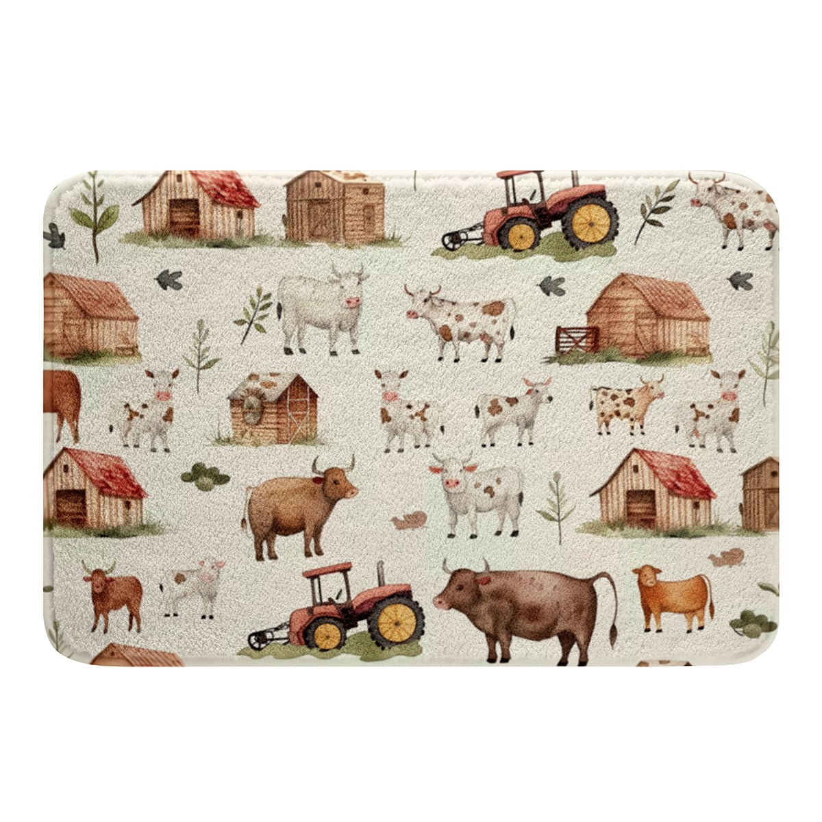 Farm Animals 16"x 24" Bathroom Rugs,Countryside Rural Cow Bath Mat for ...