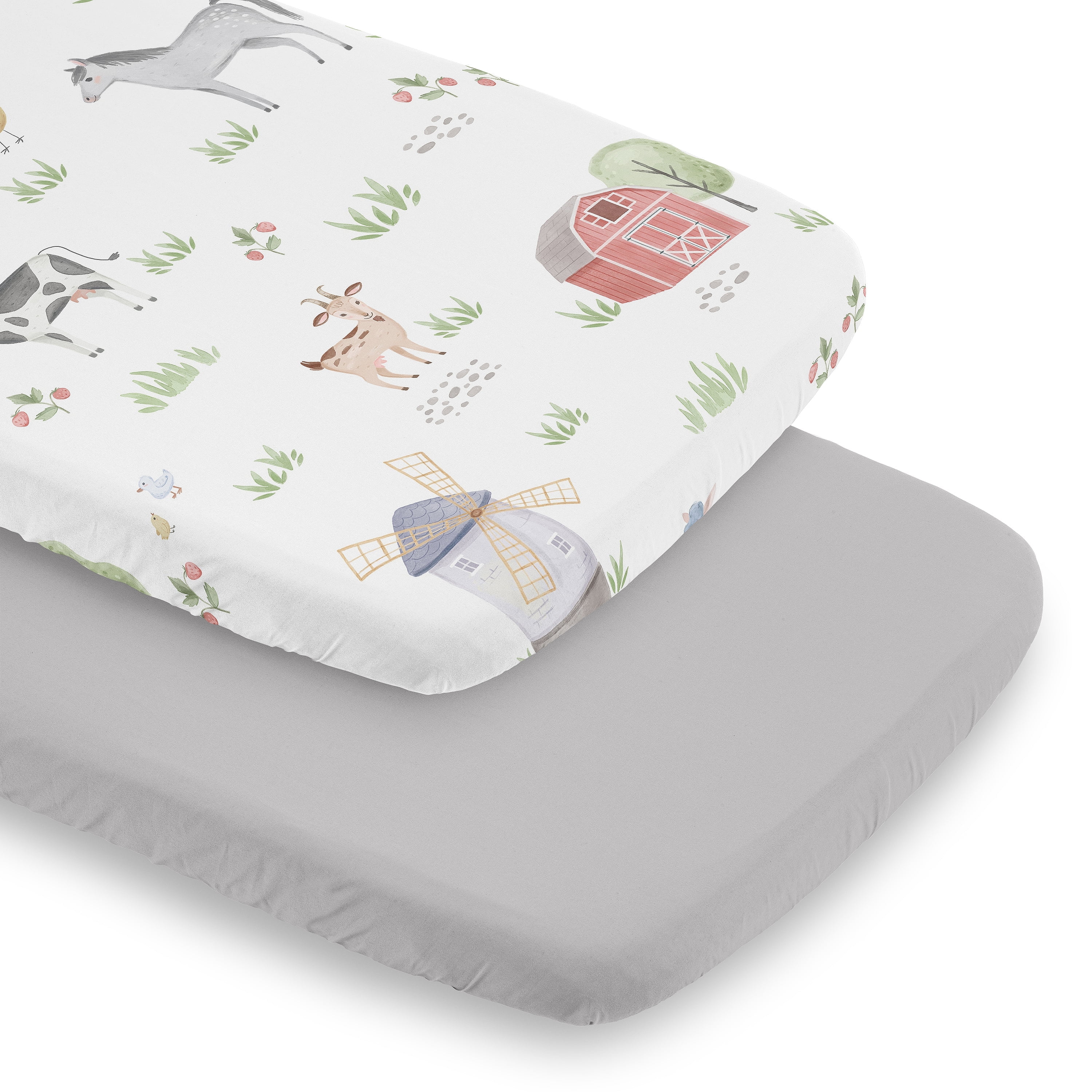 Sweet Jojo Designs Farm Animals Multicolor Baby Bassinet Fitted Sheets ...