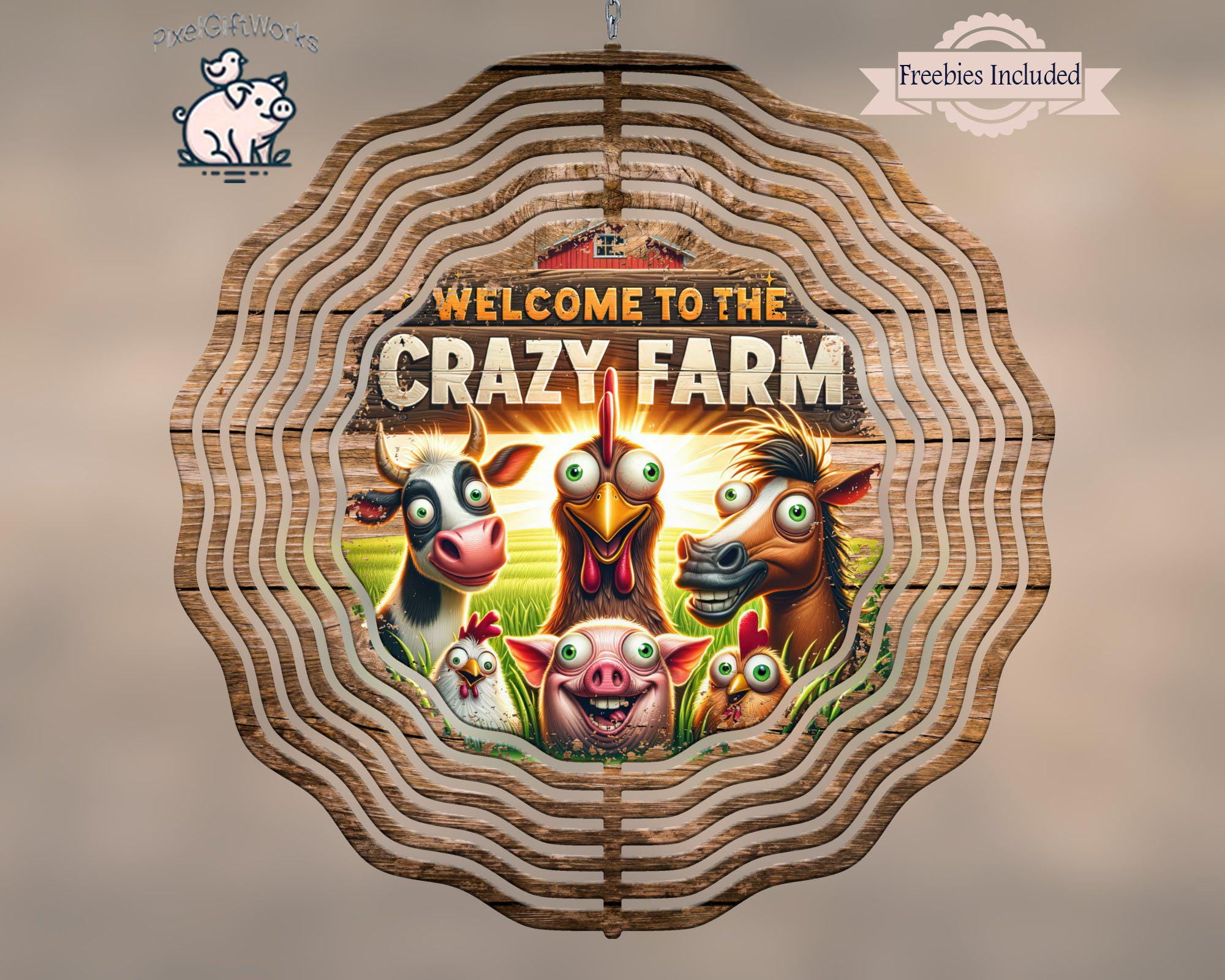 Farm Animals 3D Wind Spinner Barnyard Kinetic Garden Outdoor Art ...