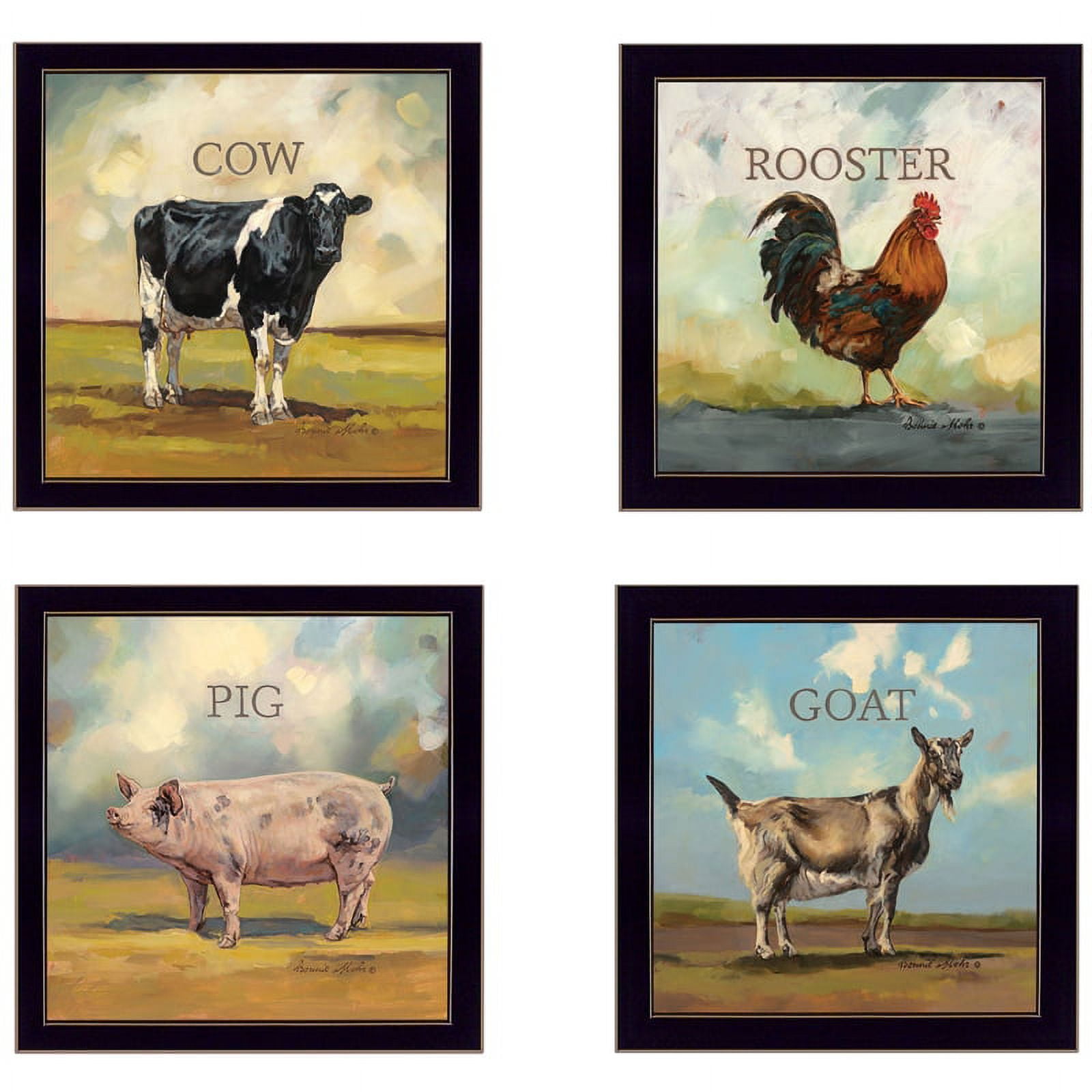 Farm Animals 4Piece Vignette by Bonnie Mohr Printed Art Wood Multi ...