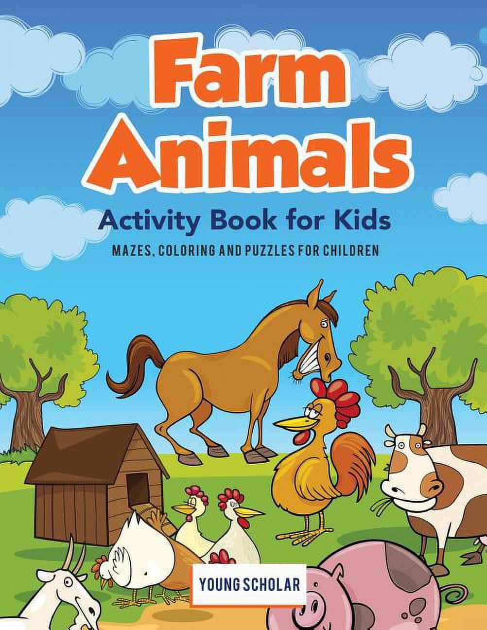 Farm Animals Activity Book for Kids: Mazes, Coloring and Puzzles for ...