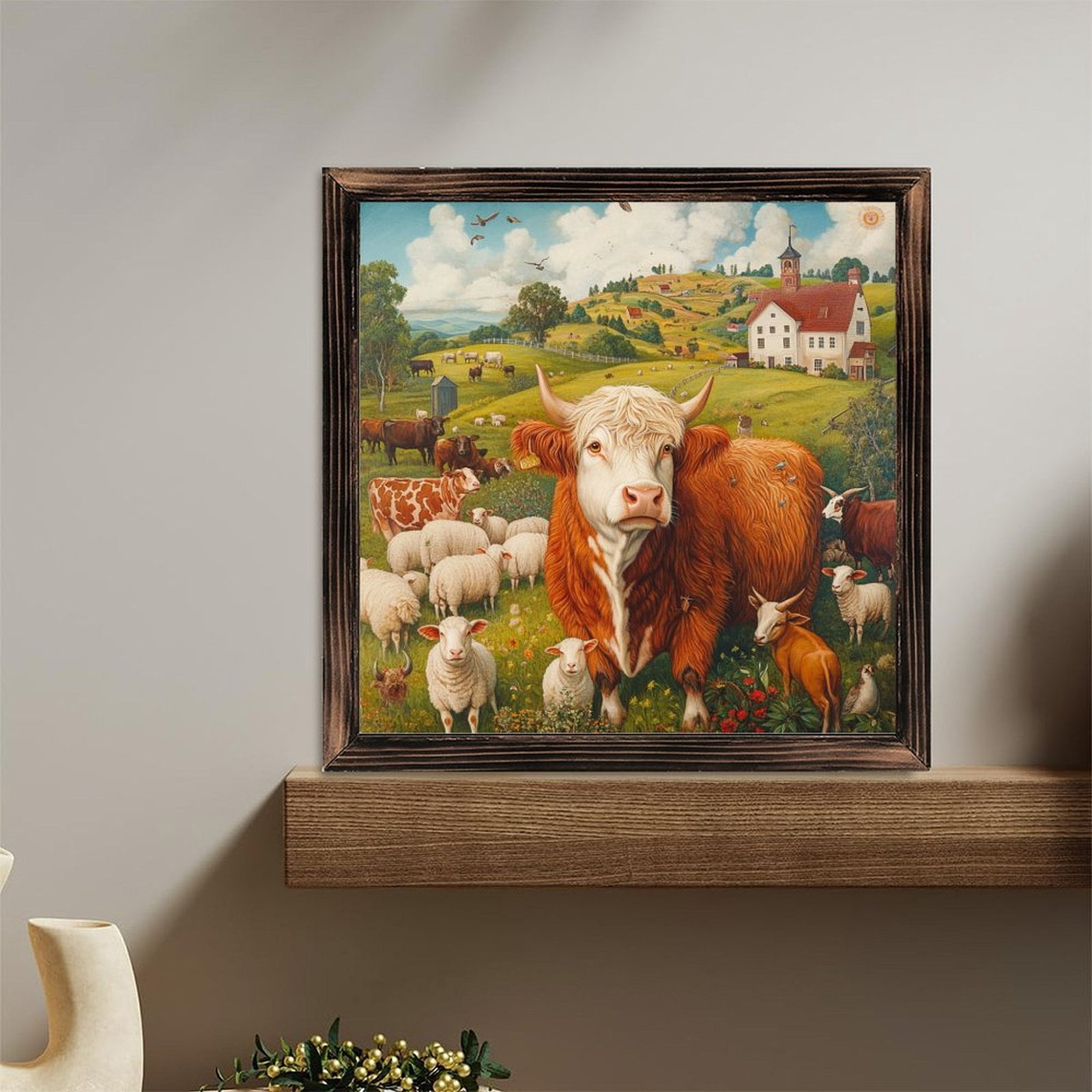 Farm Animals Art Wooden Sign Wall Plaque - Vintage Art Decoration, Wall ...