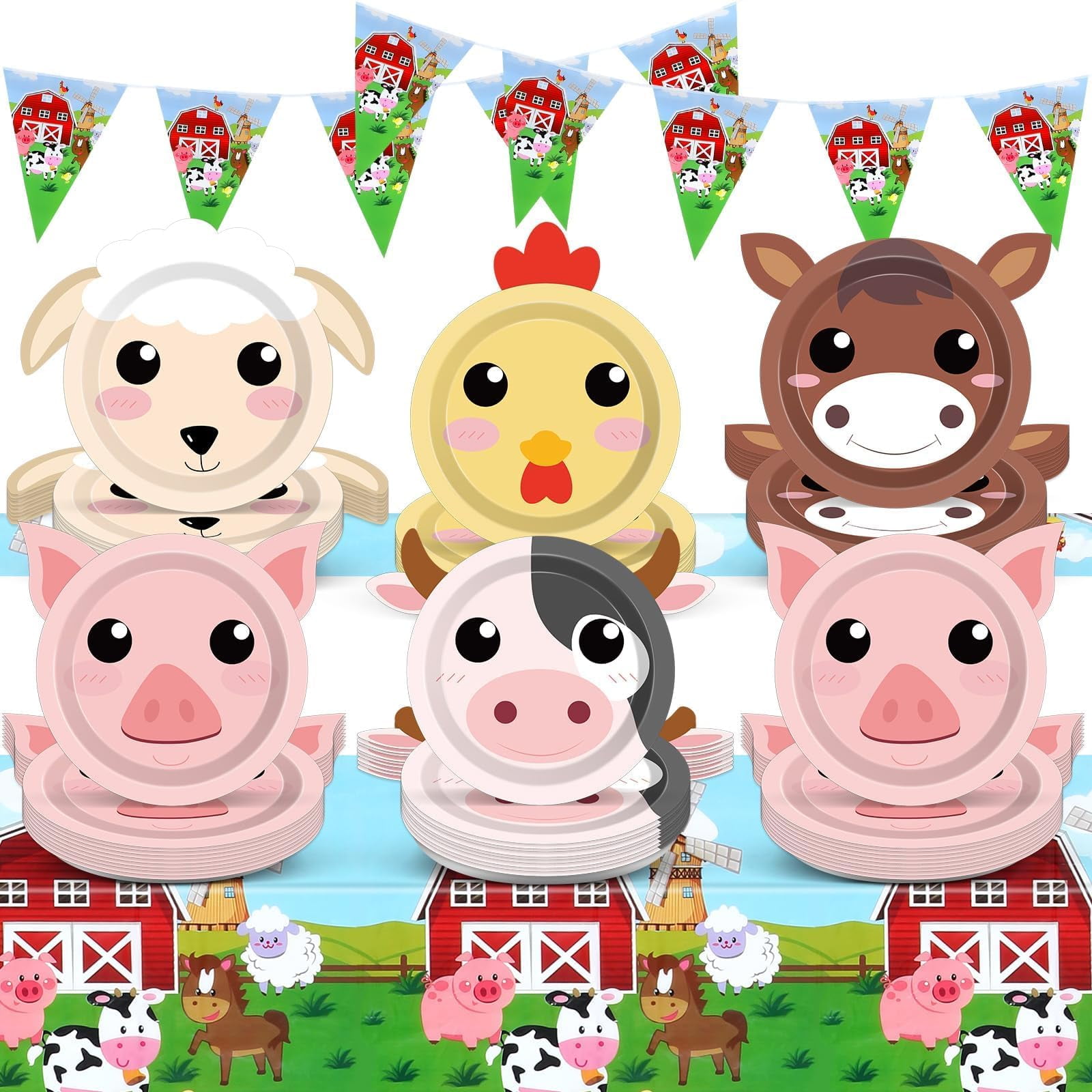 Farm Animals Birthday Party Decorations Farmhouse Theme Disposable ...