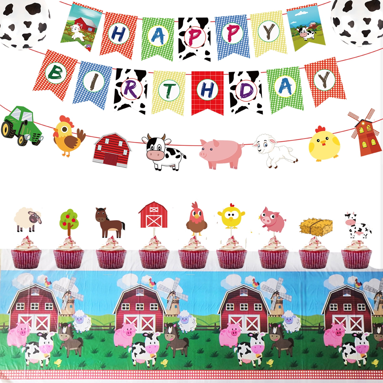 Farm Animals Birthday Party Decorations Farm Animals Happy Birthday ...