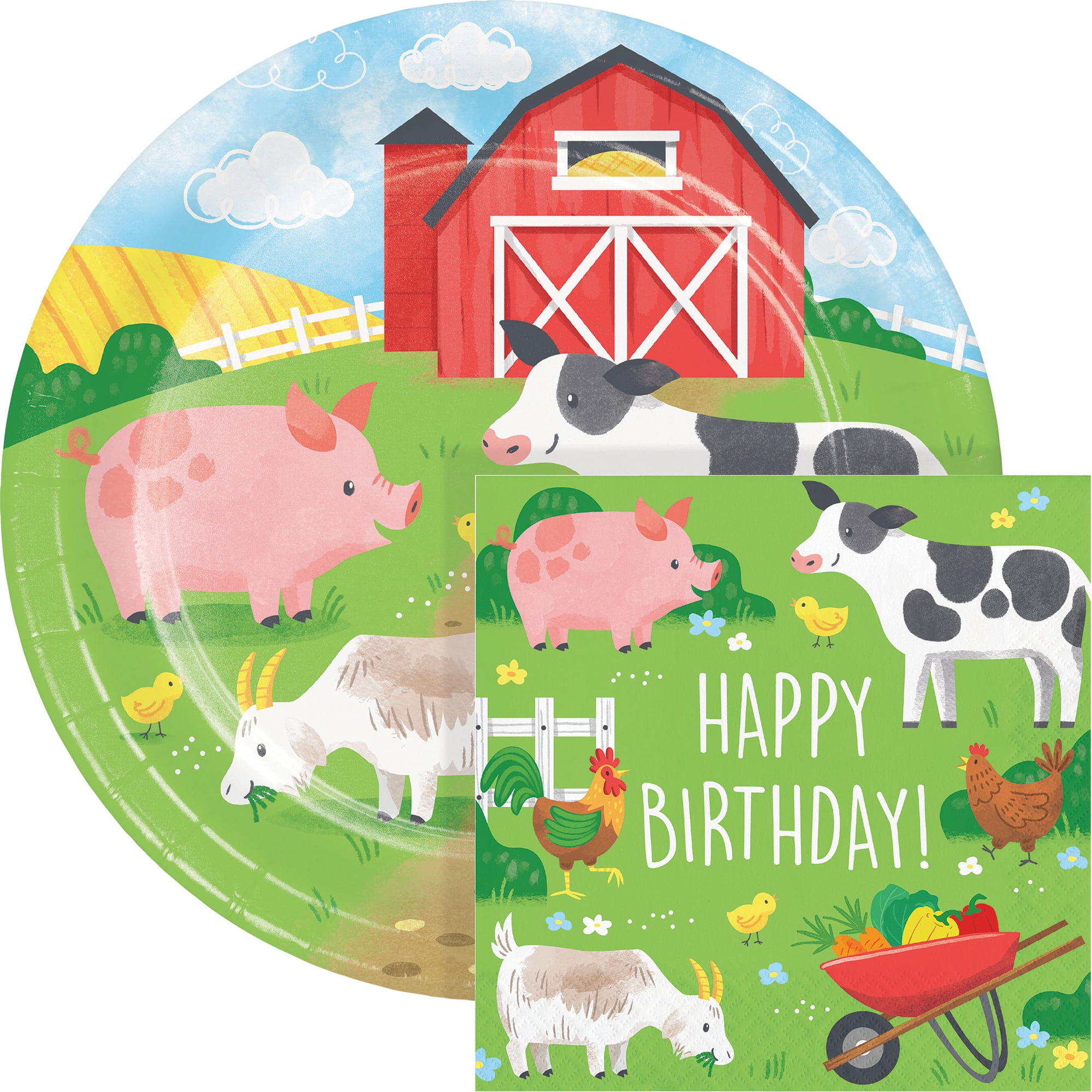 Farm Animals Birthday Party Plates and Napkins, Serves 16 - Walmart.com