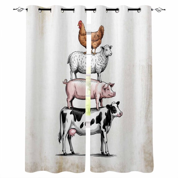 Farm Animals Blackout Curtains for Bedroom/Living Room, Thermal ...