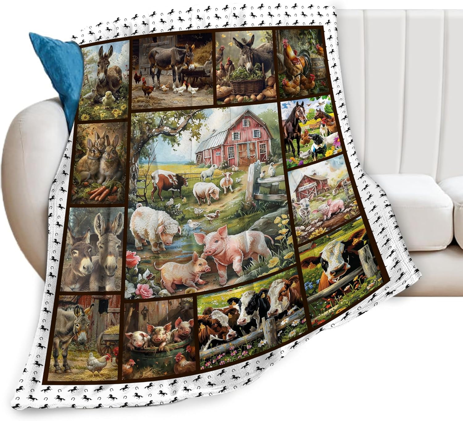 Farm Animals Blanket for Woman Funny Animals Throw Blanket Pig Sheep ...