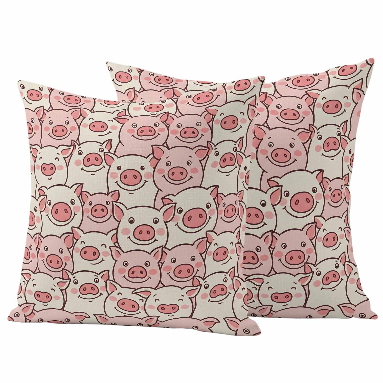 Farm Animals Cheek Outdoor Pillow Covers Set of 2 Cute Cartoon Funny ...