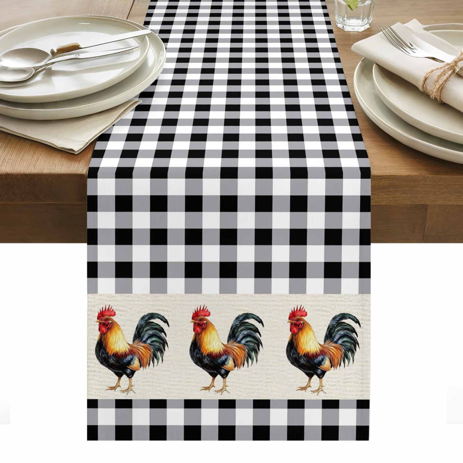 Farm Animals Chicken Table Runner 13 x 90 Inch, Black White Squirrels ...