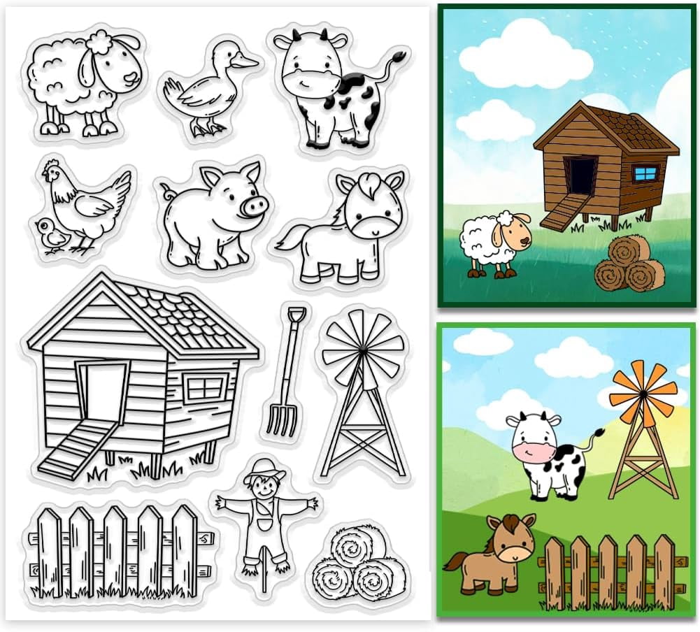 Farm Animals Clear Stamp for Scrapbooking Cartoon Animals Silicone ...