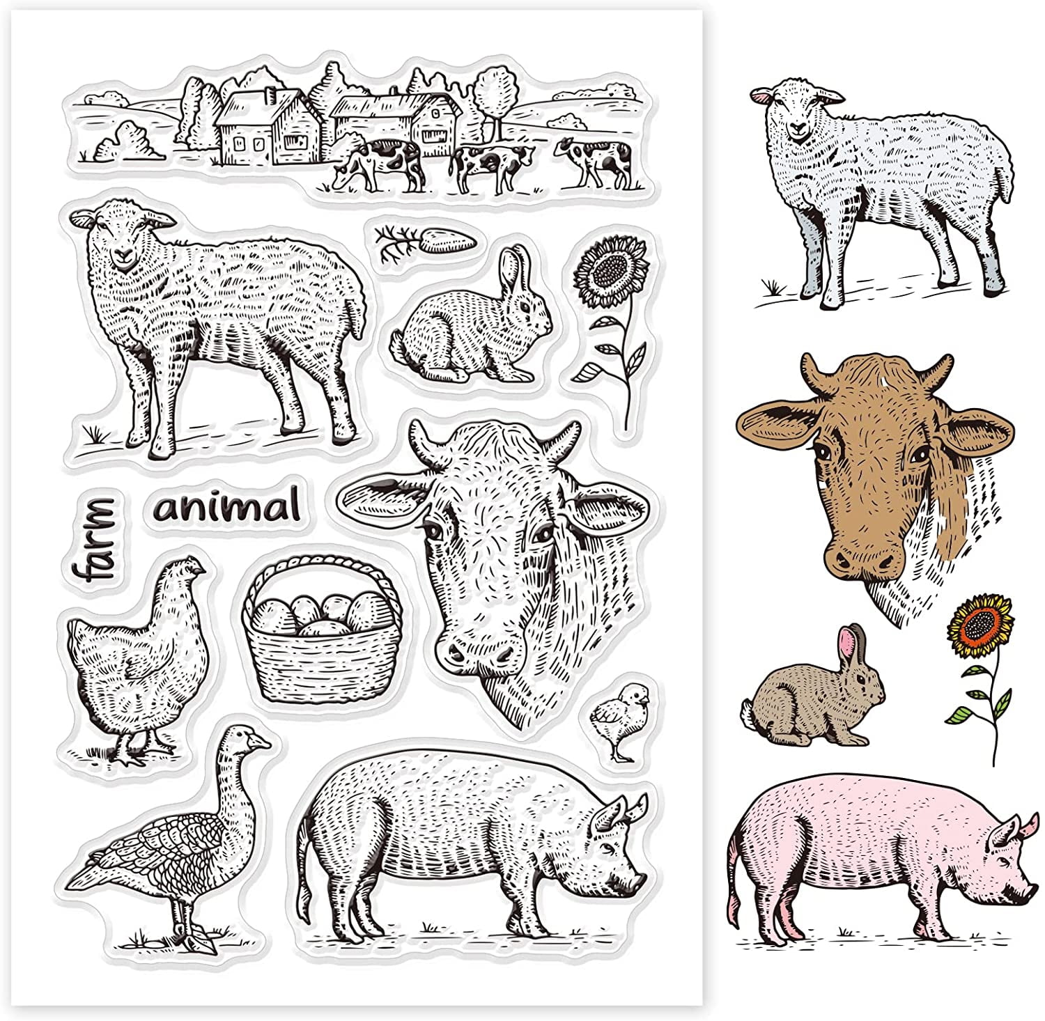 Farm Animals Clear Stamps Transparent Silicone Stamp Seal for Card ...