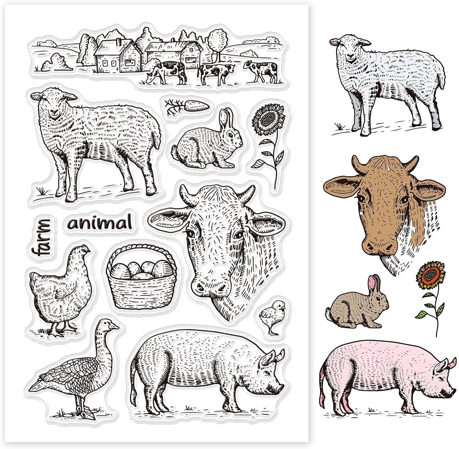 Farm Animals Clear Stamps Transparent Silicone Stamp Seal - Walmart.com