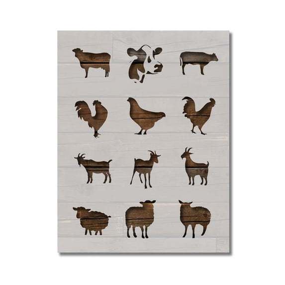 Farm Animals Cow Chicken Goat Sheep Stencil Template Reusable 8.5 x 11 ...