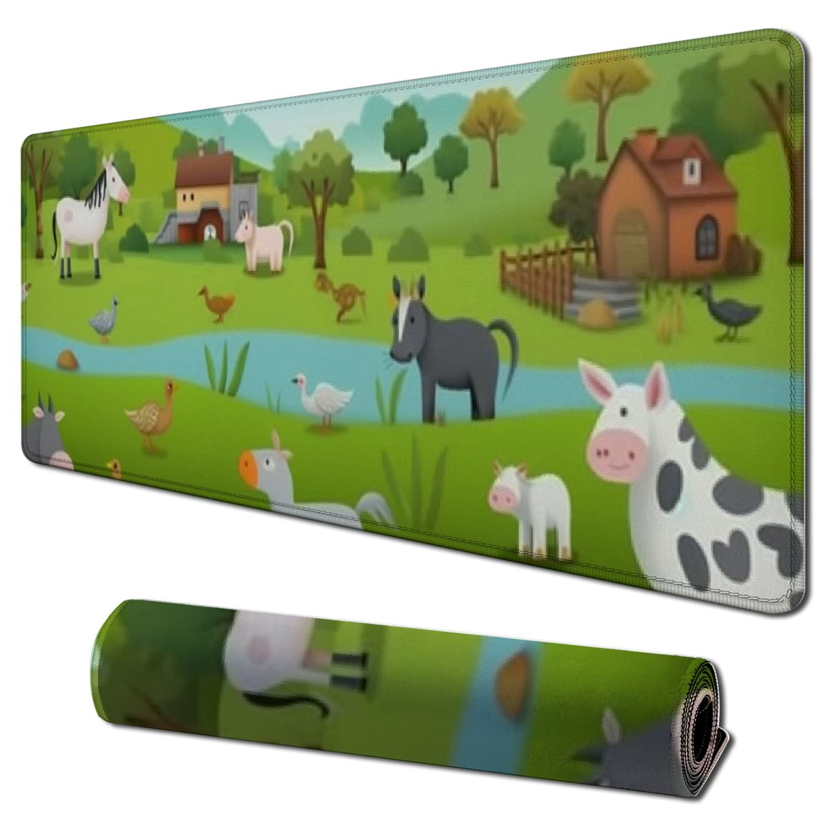 Farm Animals Cow Sheep Rooster Cute Computer Mouse Mat Desk Pad Large ...