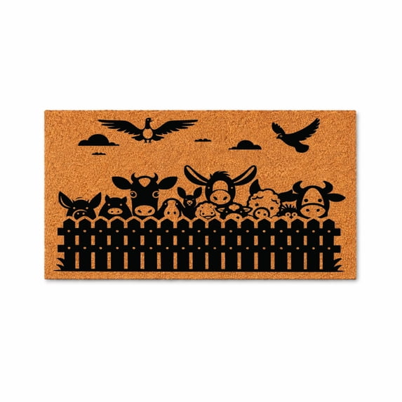 Farm Animal Fence Doormat, Outdoor Entryway Welcome Mat (24x48 inches ...