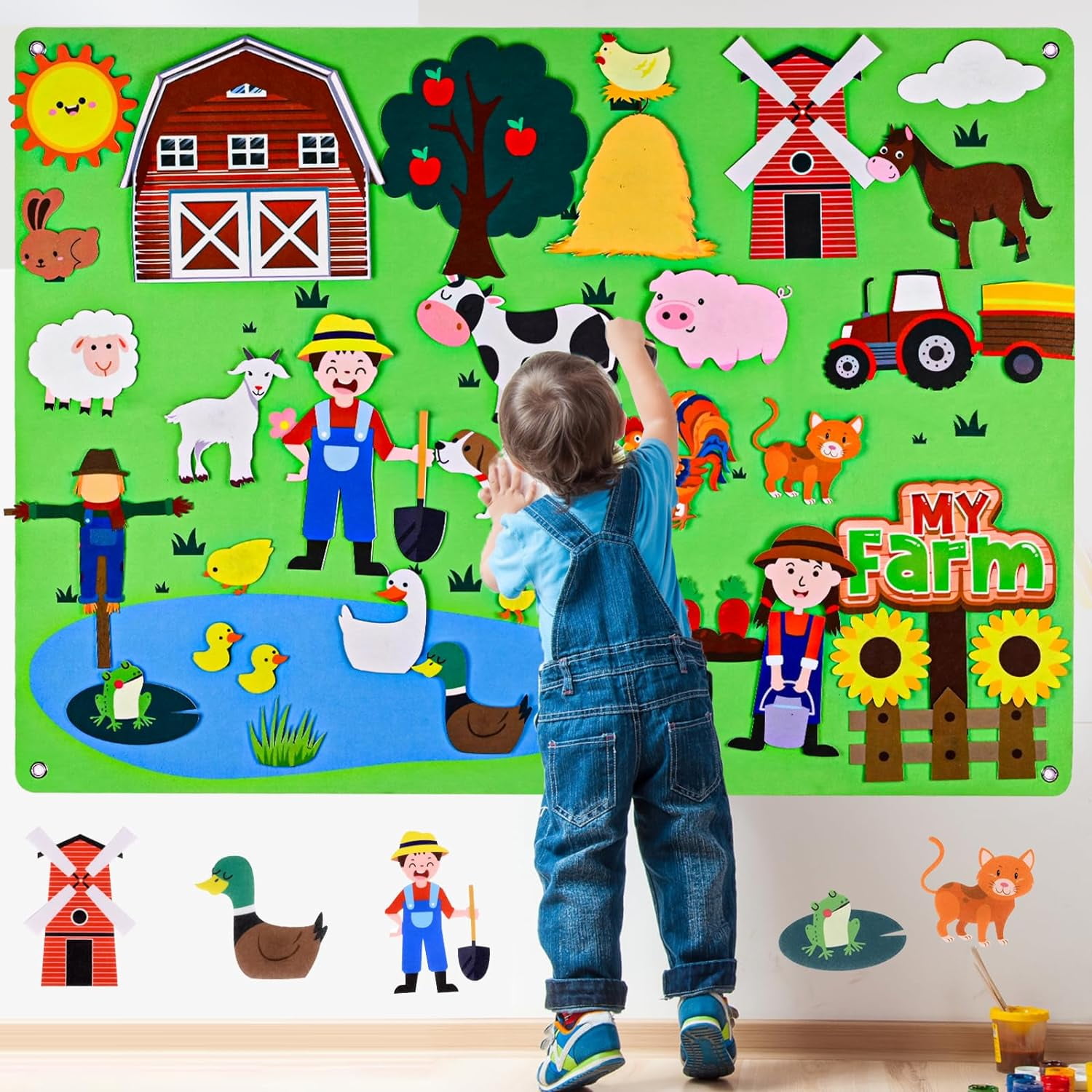 Farm Animals Felt Story Busy Board 4 IN 1 Themed Storytelling Farm Sea ...