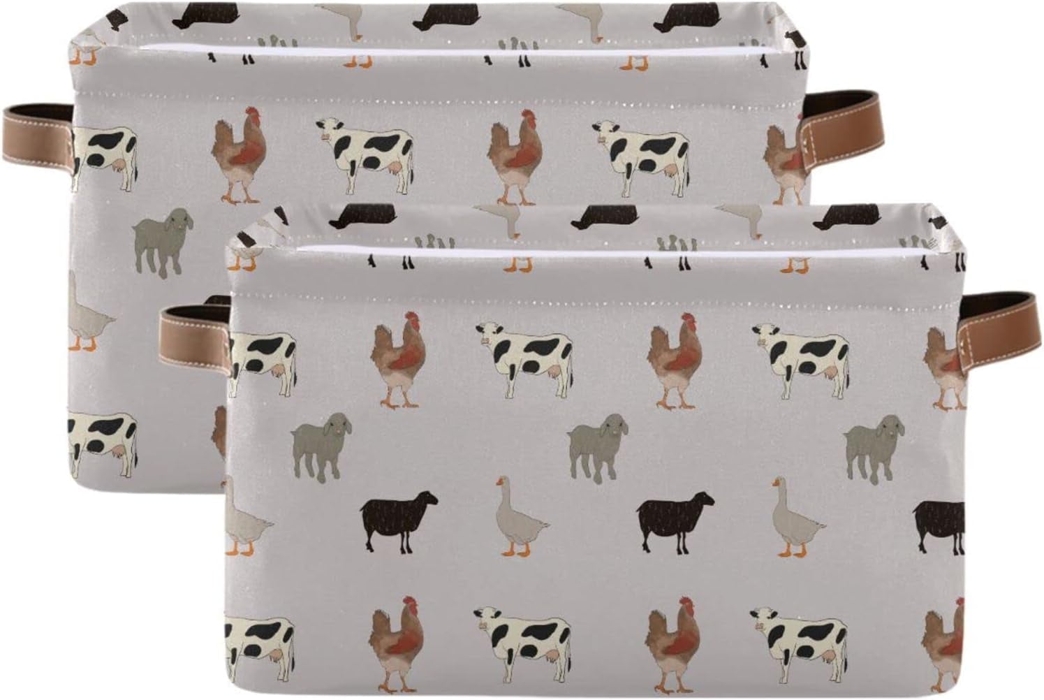 Farm Animals Foldable Storage Basket for Shelves, Collapsible Sturdy ...