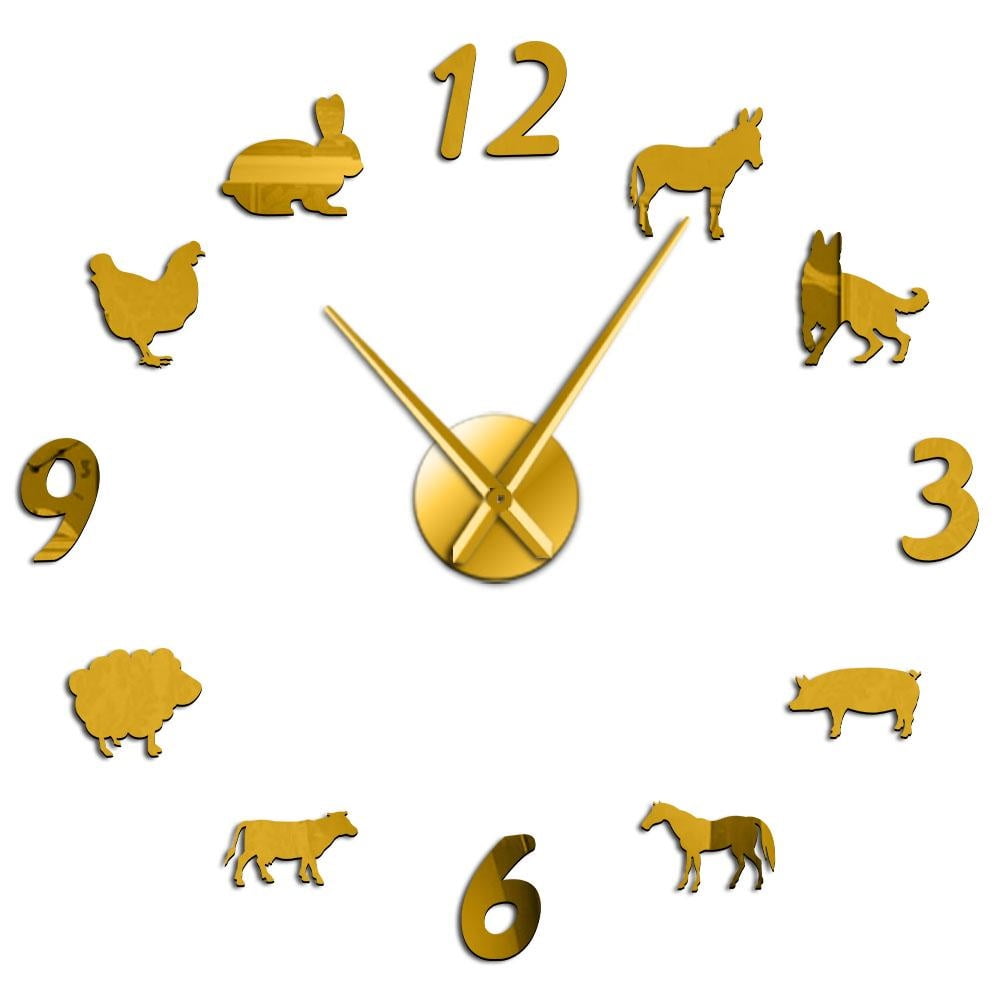 Farm Animals Frameless Wall Clock Stickers, DIY Modern Decorative ...