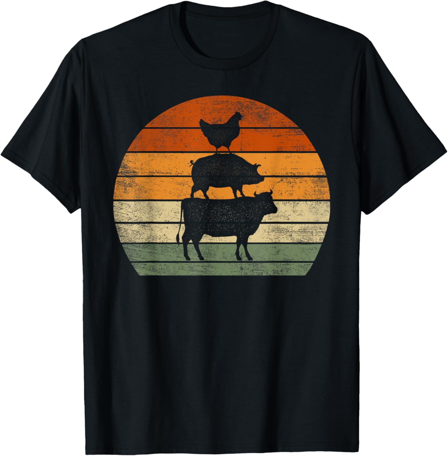 Farm Animals Gifts Women Men Cow Pig Chicken Print Graphic T-Shirt ...