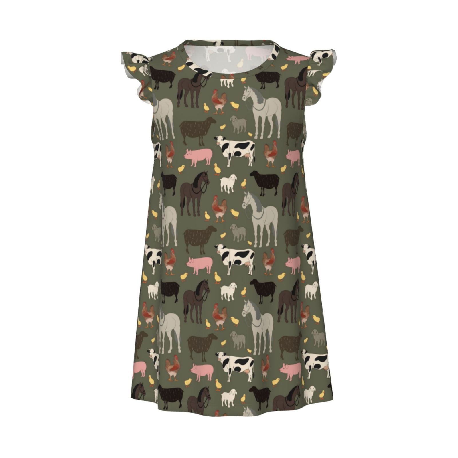 Farm Animals Girls Nightgowns, Short Sleeves Dress Girls Sleepwear ...