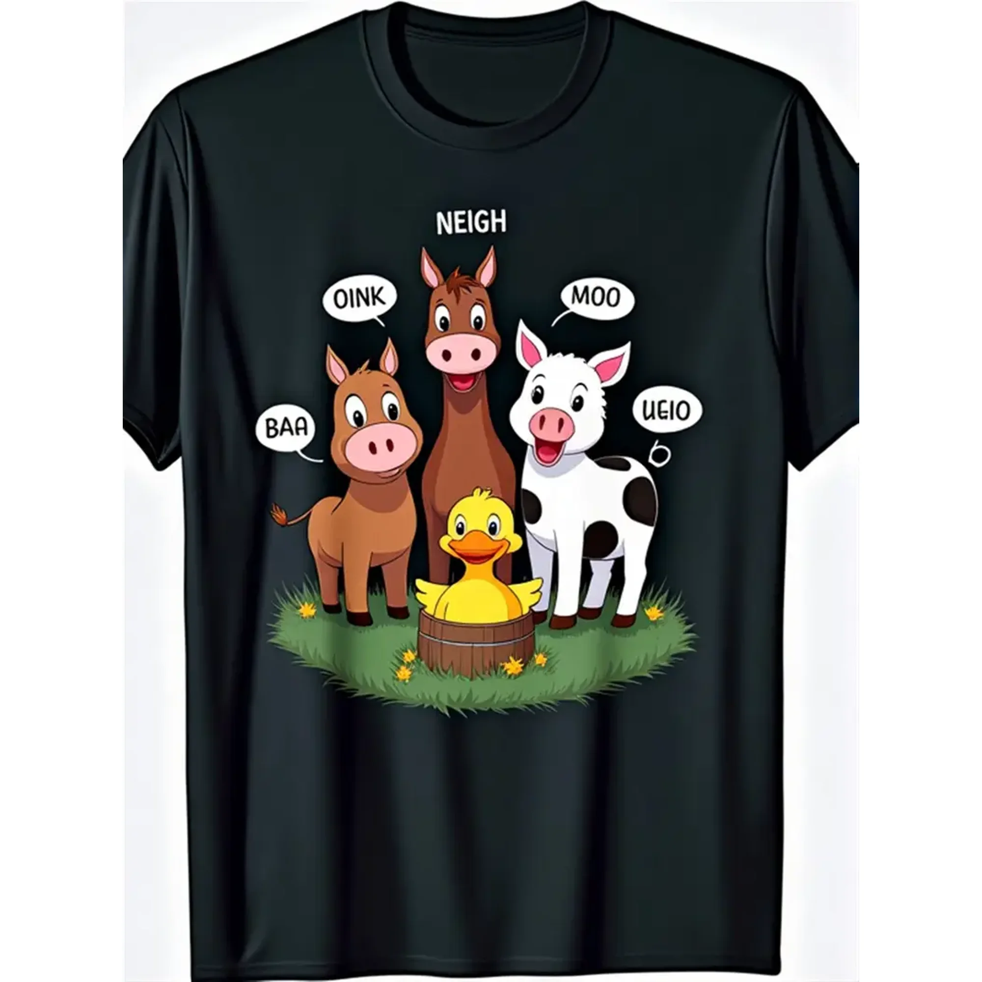 Farm Animals Graphic T-Shirt Cute Barnyard Sound Print Unisex Cotton ...