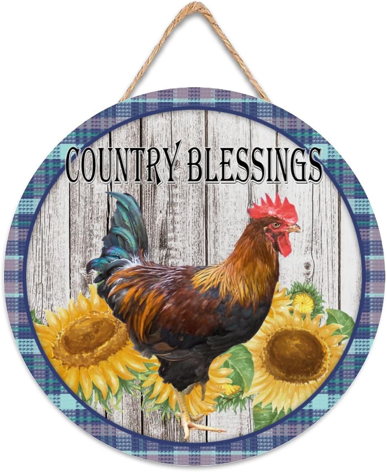 Farm Animals Hanging Wooden Sign Cock Rooster Country Blessing Retro ...