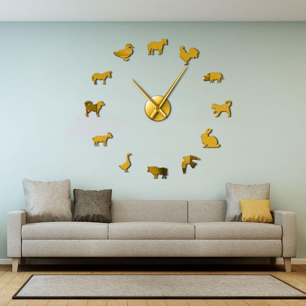 Farm Animals Nursery Decor DIY Giant Wall Clocks Country Barn Animal ...