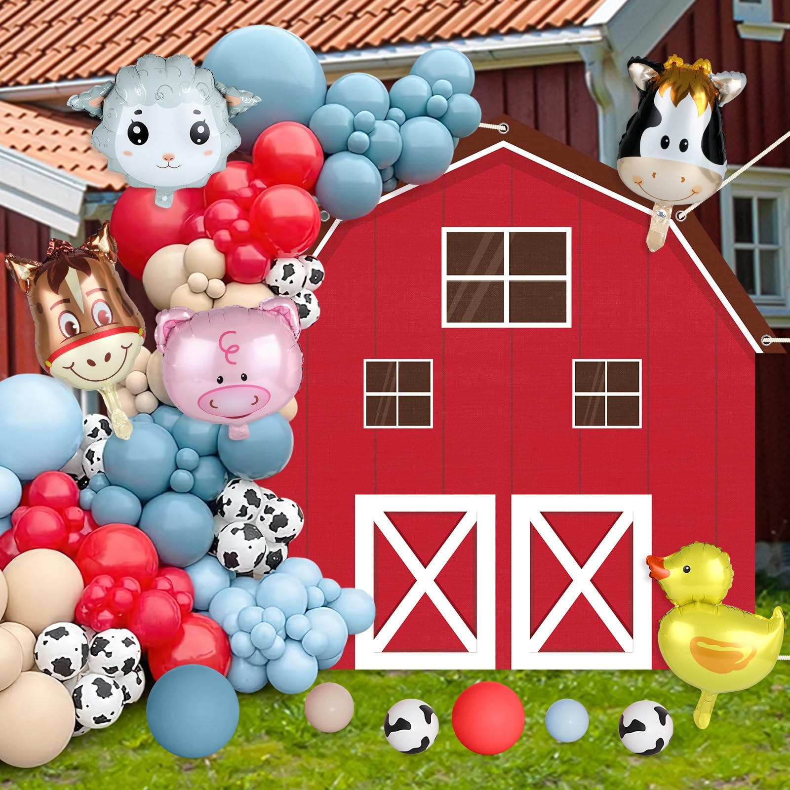 Farm Animals Party CORNET Decoration Set Farmhouse Backdrop Cow Arch ...