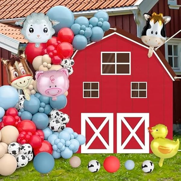 Farm Animals Party Decoration Set Farmhouse Backdrop Cow Balloon ...