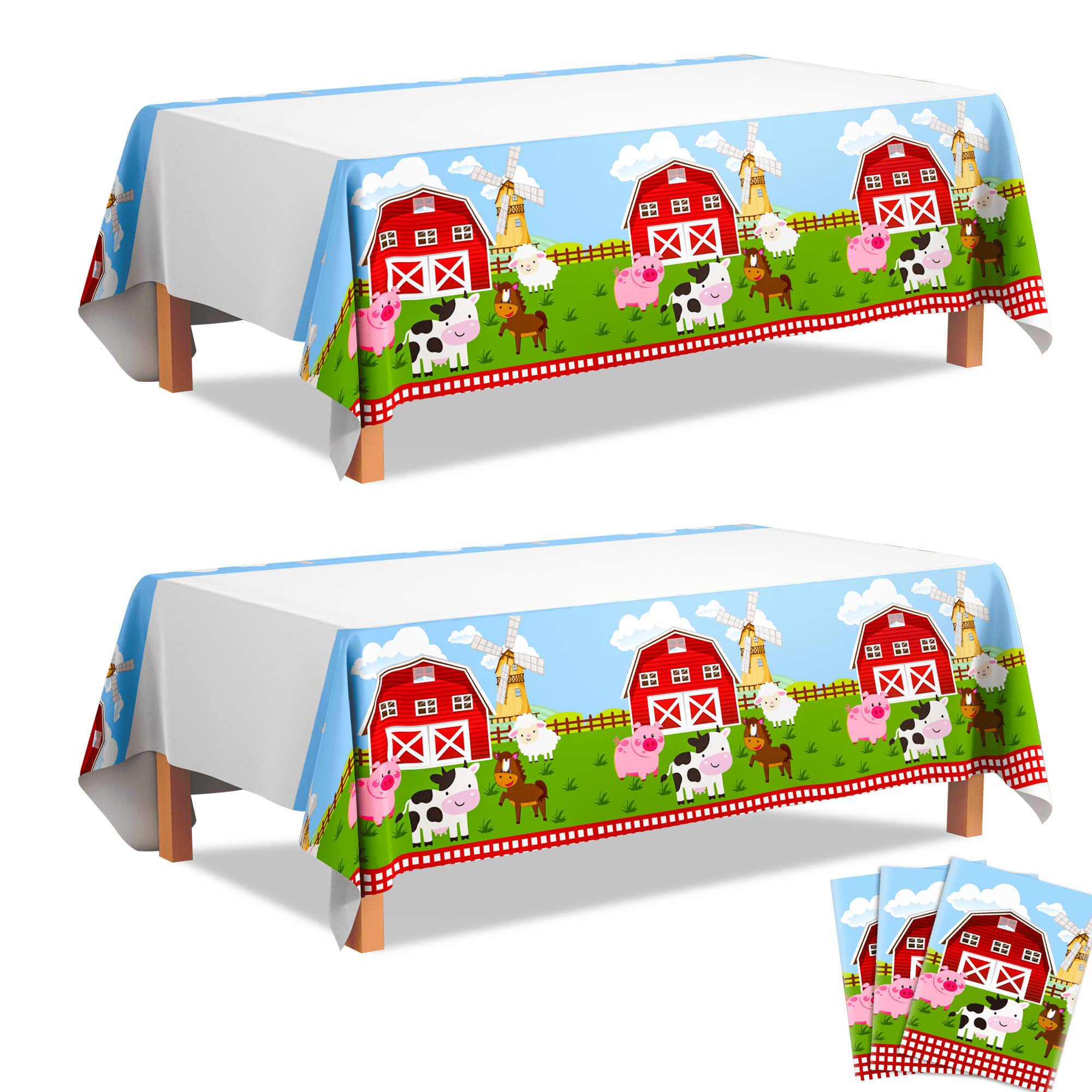 Farm Animals Party Tablecloth,3pcs Farm Tablecloth Sets- Farm Animal ...